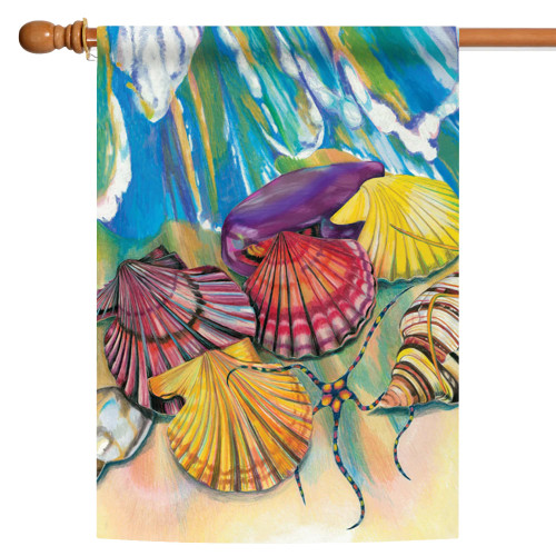 Summer Seashells Outdoor House Flag 40" x 28" | Christmas Central