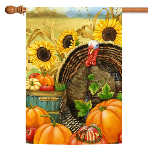 Hello Turkey Fall Harvest Outdoor House Flag 40" x 28" | Christmas Central