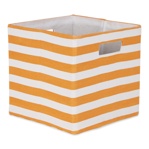 Striped Square Storage Bin - 13" - Yellow & white | Christmas Central