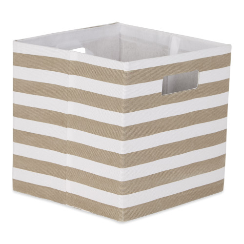 Striped Square Storage Bin - 13" - Brown | Christmas Central