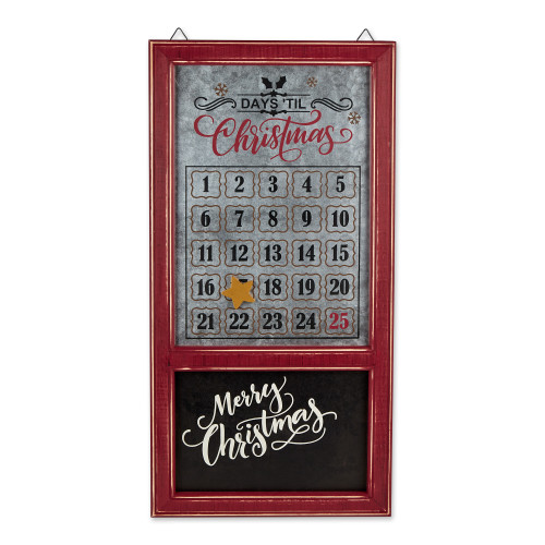 Galvanized Rectangular Christmas Advent Calendar - 30" - Red & Black ...