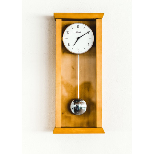 22.5" Mustard Yellow & White Rectangular Pendulum Wall Clock ...