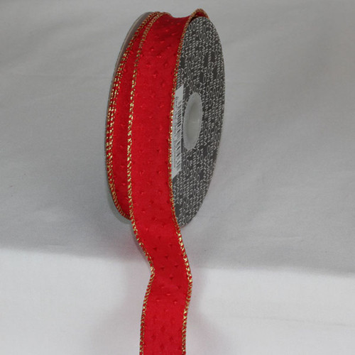 Red & Shimmering Gold Mini Diamonds Metallic Wired Craft Ribbon 1" x 20 ...