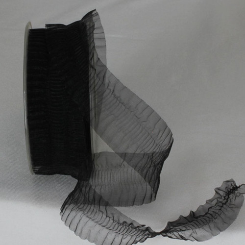 Black Solid Woven Edge Ribbon 1.5" x 16 Yards | Christmas Central