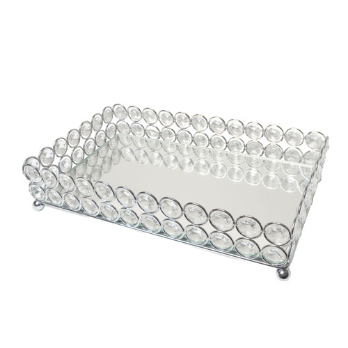 10.5" Clear Ellipse Crystal Rectangular Tray | Christmas Central