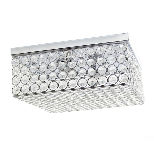 Crystal Drop 2-Light Square Ceiling Flush Mount - 12" - Chrome Finish ...