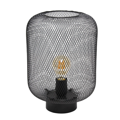Lattice Cut Out Mesh Table Lamp - 12" - Black | Christmas Central