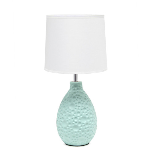 Textured Stucco Oval Ceramic Table Lamp with Shade - 14" - White & Blue ...