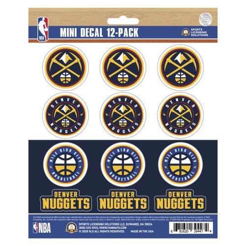 12ct NBA Denver Nuggets Automotive Mini Decal Stickers 6.25 ...