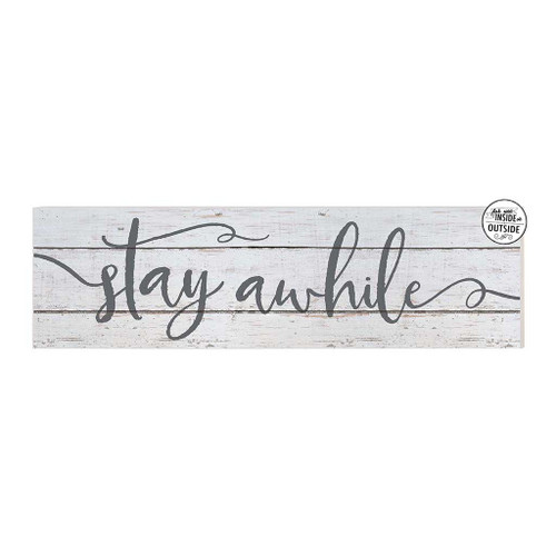 Distressed "Stay Awhile" Outdoor Wall Sign - 35" - White & Black ...
