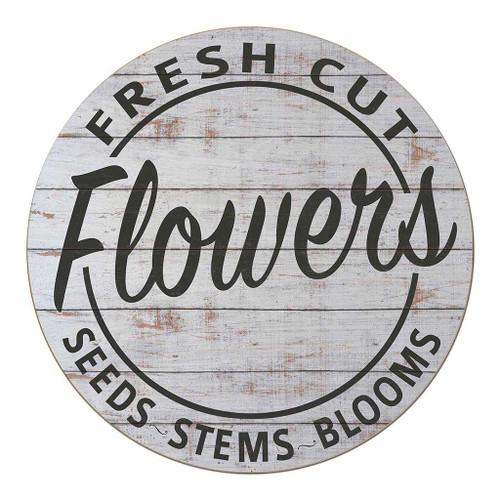 20" Black & White "Fresh Cut Flowers Seeds Stems Blooms" Outdoor Wall ...