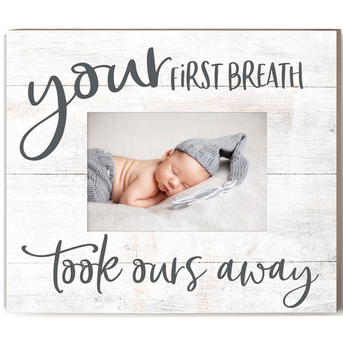 13" x 15" White "Your First Breath Took Ours Away" Rectangular Slat ...