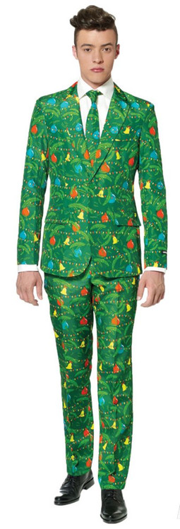 Green & Yellow X-mas Tree Suit Men Adult Christmas Costume - Medium ...