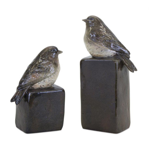 Set of 2 Bird Block Tabletop Figurines 8" | Christmas Central