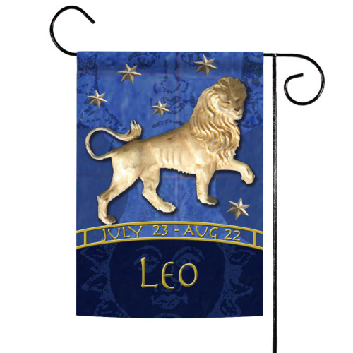 Blue & Gold Zodiac Leo Outdoor Garden Flag 18" x 12.5" | Christmas Central