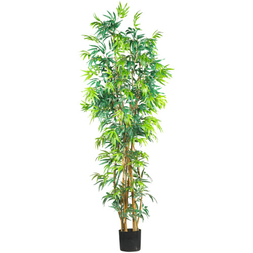 7' Artificial Curved Bamboo Silk Tree in Black Pot | Christmas Central