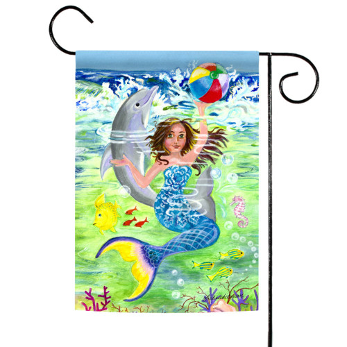 Green & Blue Mermaid Coast Outdoor Rectangular Mini Garden Flag 18" x ...