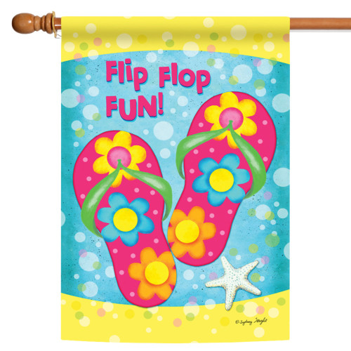 Blue & Pink Flip Flop Fun Outdoor House Flag 28" x 40" | Christmas Central