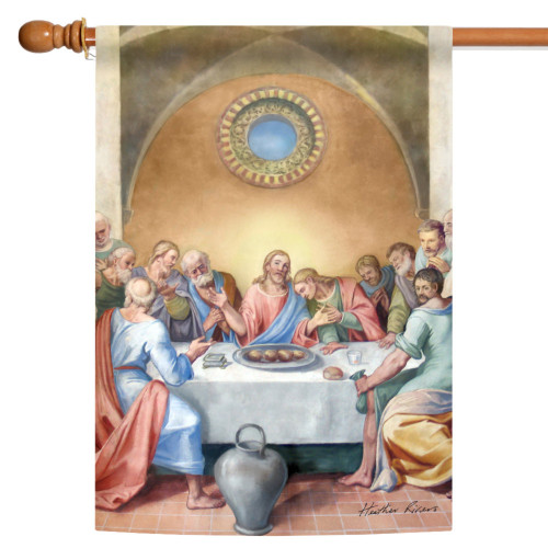 Brown & Gray Last Supper Christmas Outdoor House Flag 40" x 28 ...