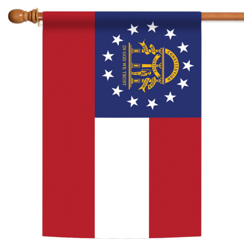 Blue & Red Georgia State Outdoor House Flag 40" x 28" | Christmas Central
