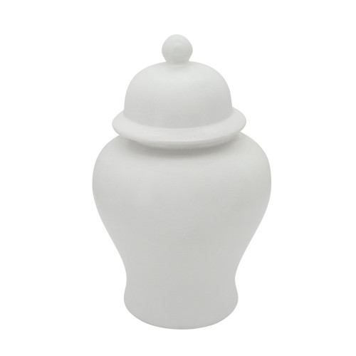 Matte Finish Solid Ceramic Temple Jar with Lid - 18" - White ...
