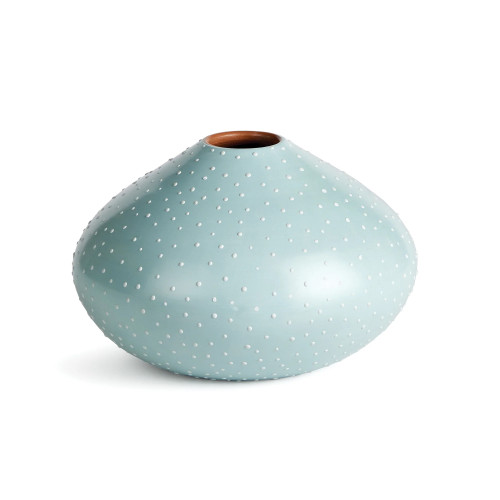 9" Blue Smooth Textured Small Stippled Ceramic Vase | Christmas Central