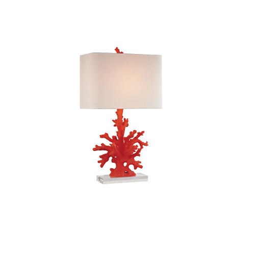 Coral LED Table Lamp with Rectangular Shade - 28" - Red & White ...