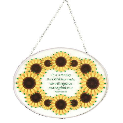 9" Sunflower Psalm Verse 118:24 Window Outdoor Suncatcher Decoration ...