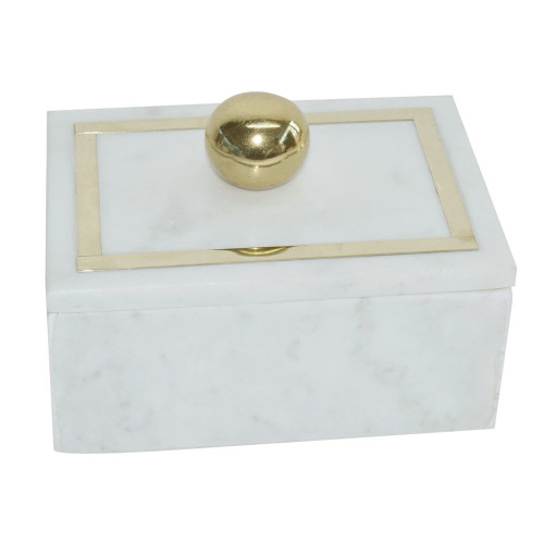 Rectangular Marble Decorative Box with Knob - 7" - White | Christmas ...