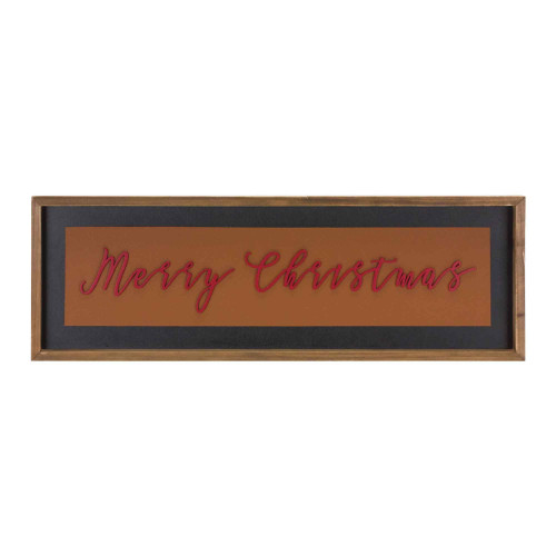 23.5" Brown & Red Merry Christmas Rectangular Wall Sign | Christmas Central