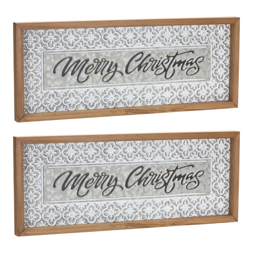 Set of 2 Ornate "Merry Christmas" Wall Signs 19.75" | Christmas Central