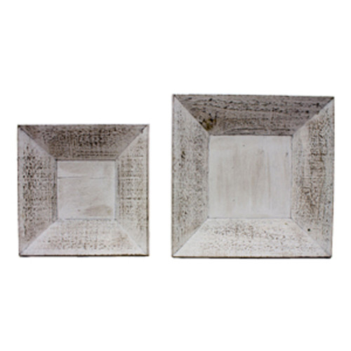 Set of 2 Distressed Gray Wood Tray | Christmas Central