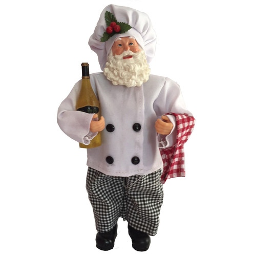 12" Cooking Santa Claus with Wine Christmas Figurine | Christmas Central