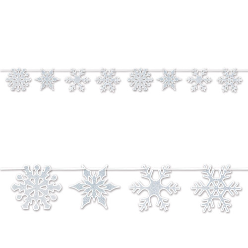 12.5" White Snowflake Fabric Christmas Streamer | Christmas Central