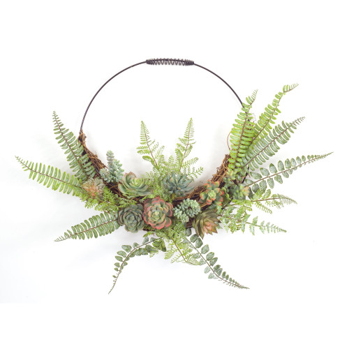Fern & Succulent Wall Decoration - 24.5" | Christmas Central