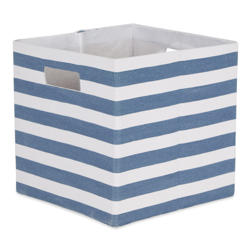 11" Blue & White Striped Square Storage Bin | Christmas Central