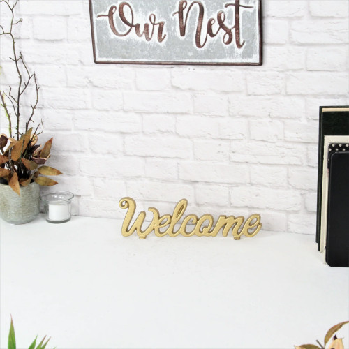 9.75" Gold Elegant Cast Welcome Tabletop Sign | Christmas Central