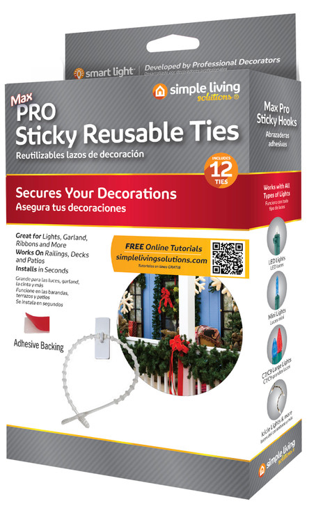 Sticky Reusable Ties with Clip Hooks Christmas Decoration Hangers - 2 ...