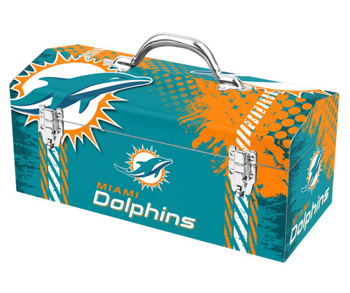 16.25" NFL Miami Dolphins Steel Tool Box | Christmas Central