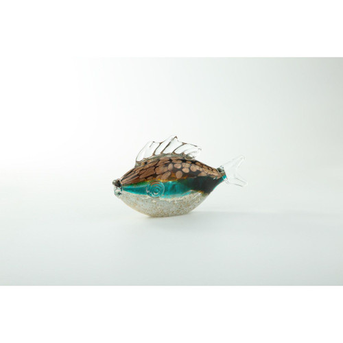 Handblown Glass Fish Table Decoration - 8" - Brown & Blue | Christmas ...