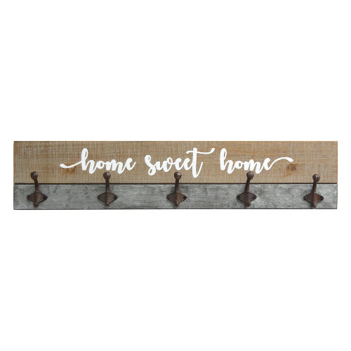 29" Brown & Gray Rustic Home Sweet Home Hooks | Christmas Central