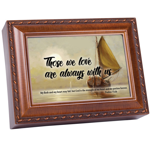 8" Brown & Ivory Traditional Bereavement Music Box | Christmas Central