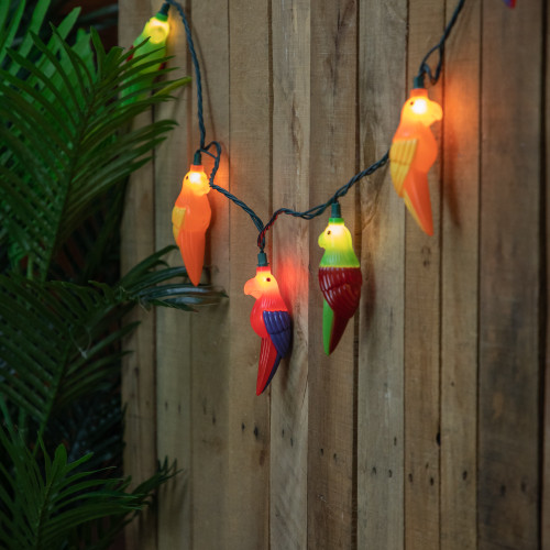 Parrot Patio Light Set - 6' Green Wire - 10ct | Christmas Central