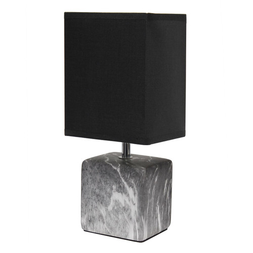 Petite Marbled Table Lamp with Rectangular Shade - 11.75" - Gray ...