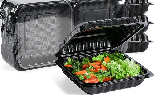150-Count Single Compartment Hinged Black Meal Prep/Take Out Containers ...