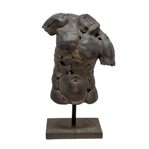 25.5" Black & Brown Cracked Muscular Human Torso Sculpture | Christmas ...