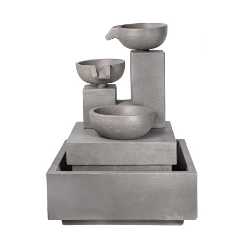 Signature Trio Cascade Outdoor Fountain - 35.5" - Gray | Christmas Central