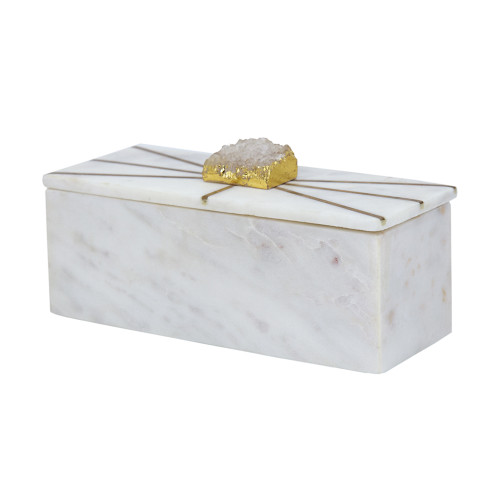 Decorative Rectangular Marble Box with Lid - 7.5" - White | Christmas ...