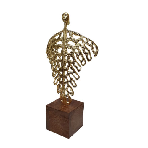 Brighton Statue on Mango Wood Base - 16" - Gold | Christmas Central