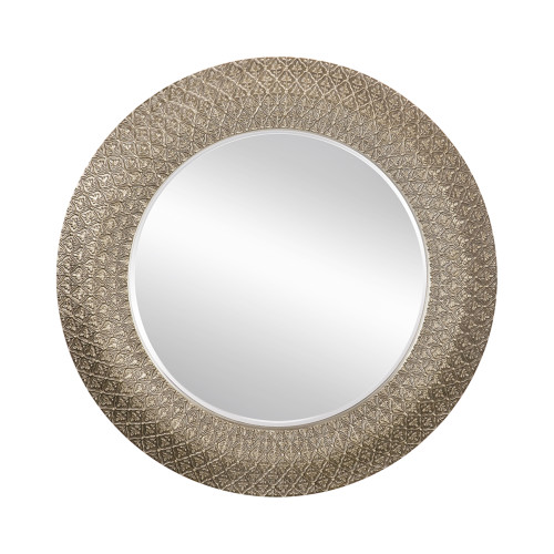 Large Round Wall Mirror With 3D Sculpted Wide Frame - 3.25' - Silver ...
